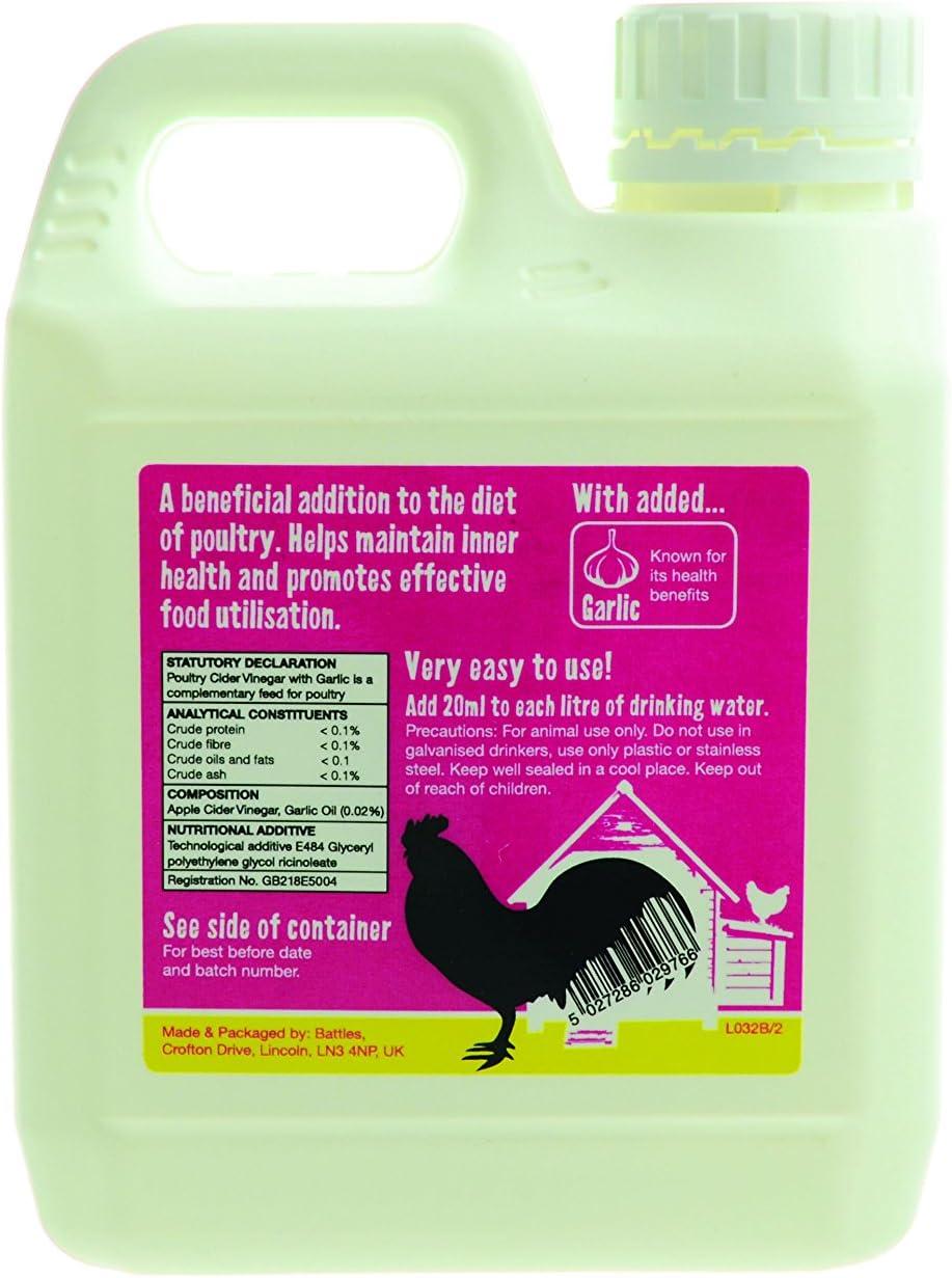 Battles Poultry Cider Vinegar & Garlic - 1L | Natural Supplement for ...