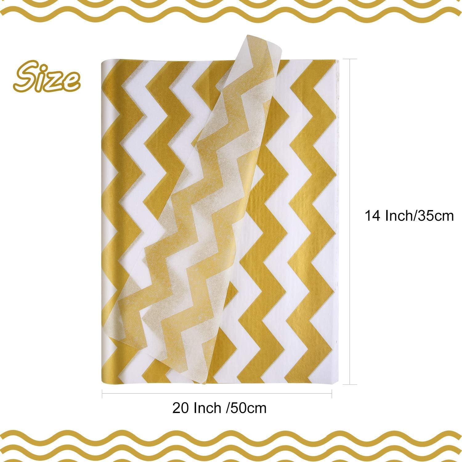 MIAHART 60 Pcs Gold White Tissue Paper Bulk - Decorative Metallic ...