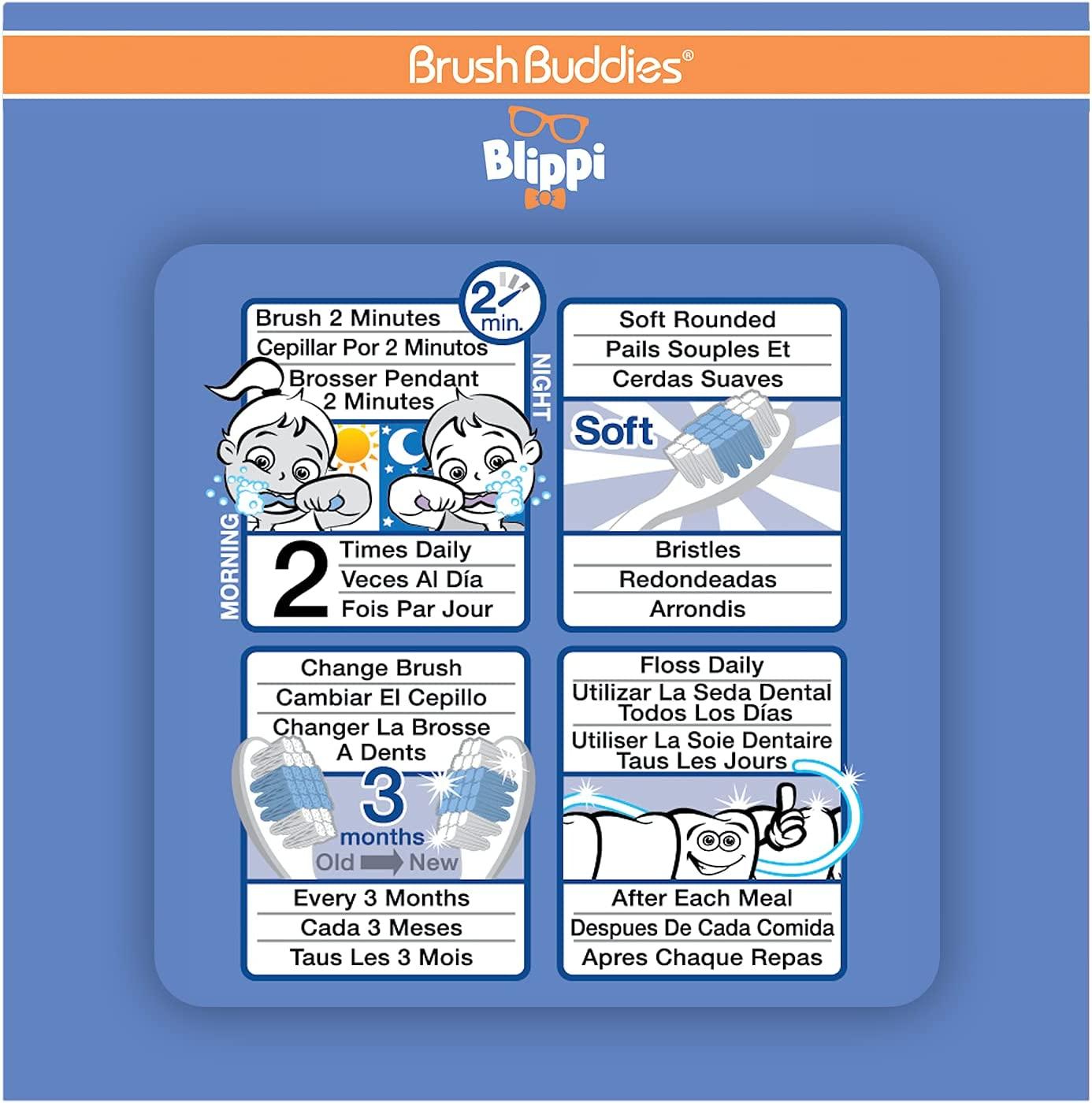Blippi Toothbrush Set - Set of 3 Multicolored Brushes by Brush Buddies ...