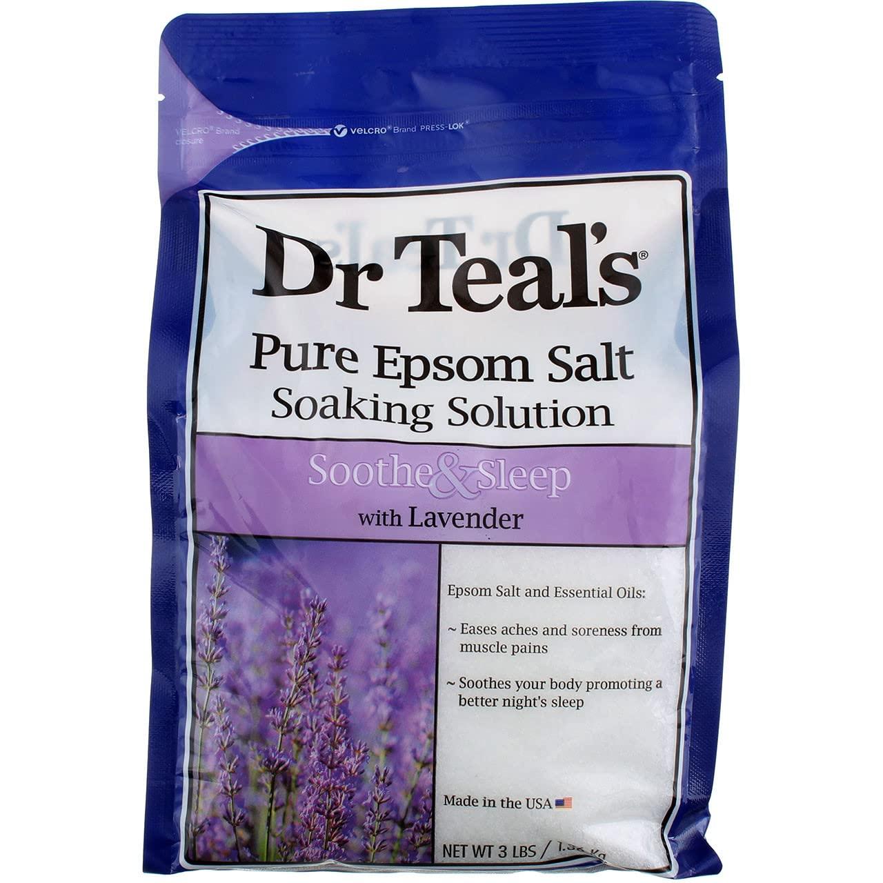 Dr Teal's Lavender Epsom Salt - 6lbs (2 bags) - Soothe & Sleep Formula ...