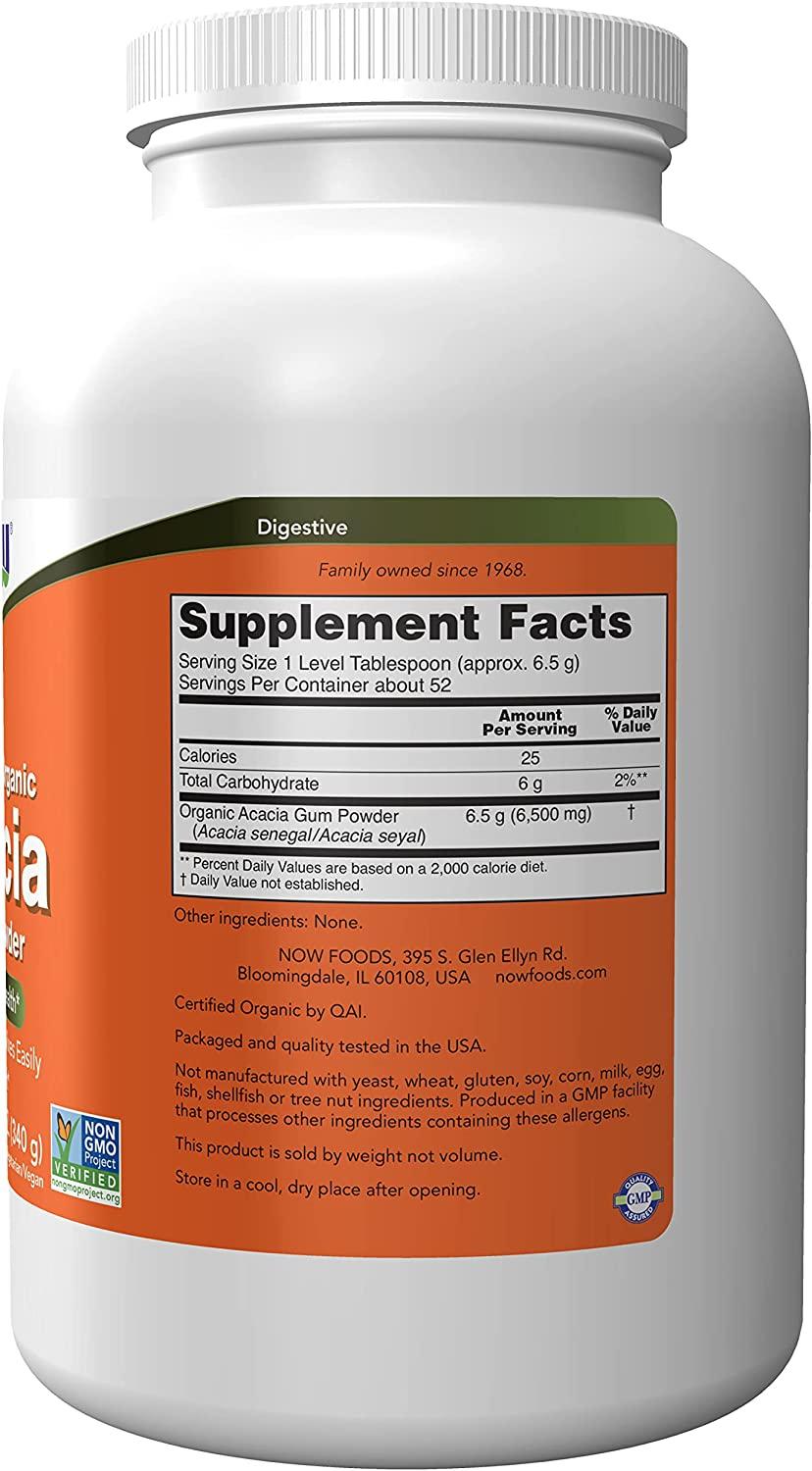 Now Foods Organic Acacia Fiber Powder 12 oz | Certified Pure & Natural ...