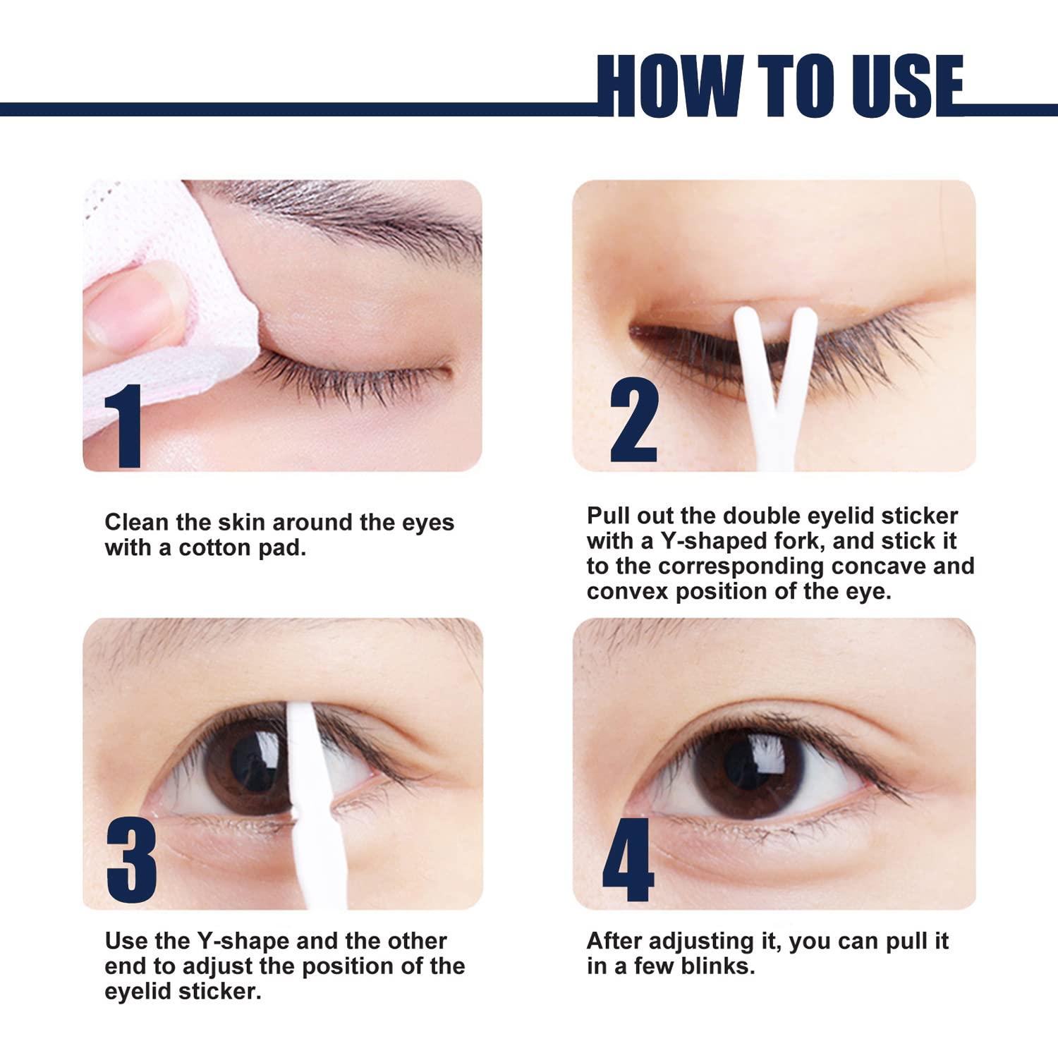 Double Eyelid Band - 480 Invisible Tapes with Tweezers & Spray Bottle ...