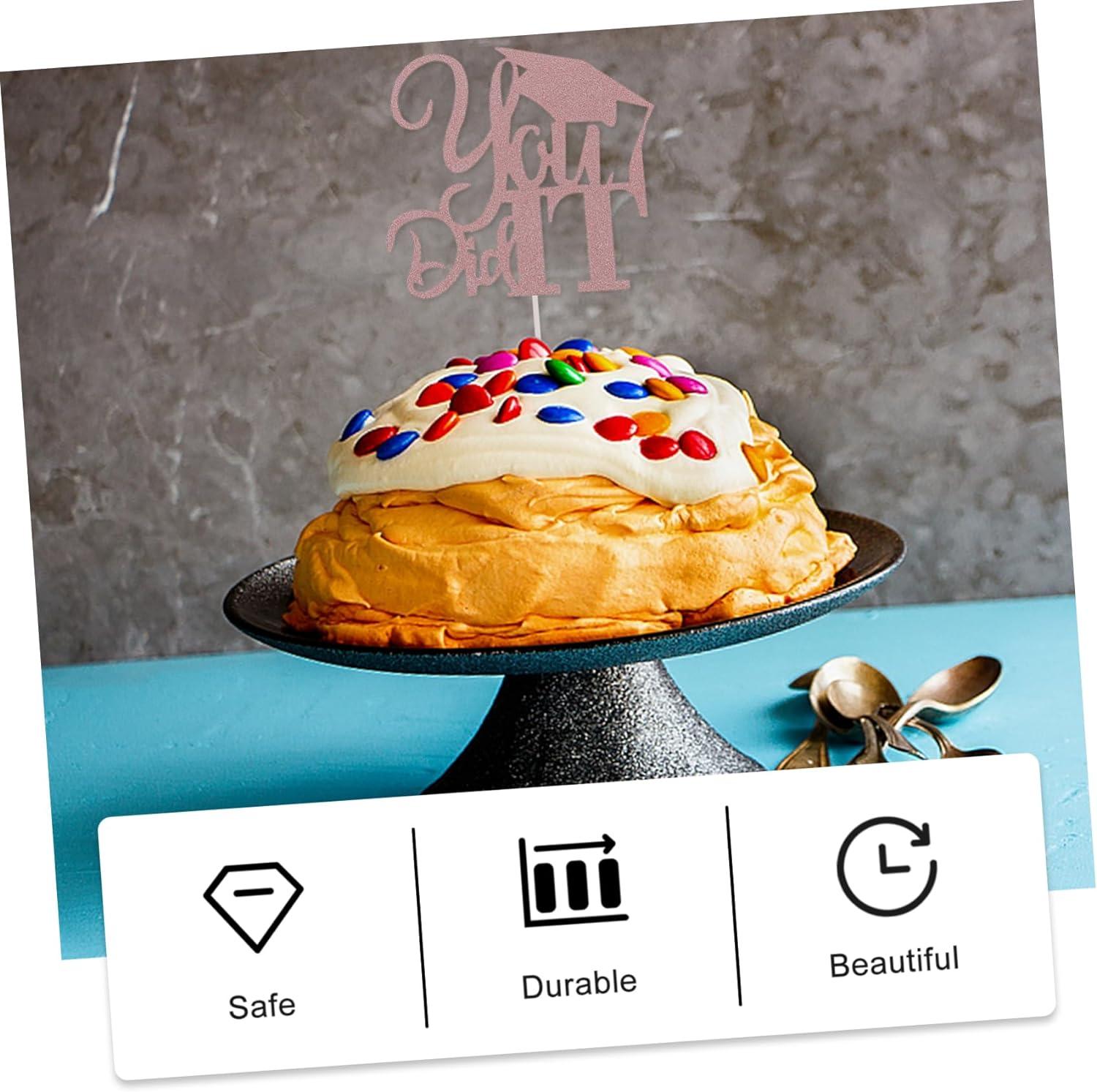 COLLBATH 10pcs 2021 top hat Insert card paper cup dessert paper glitter ...