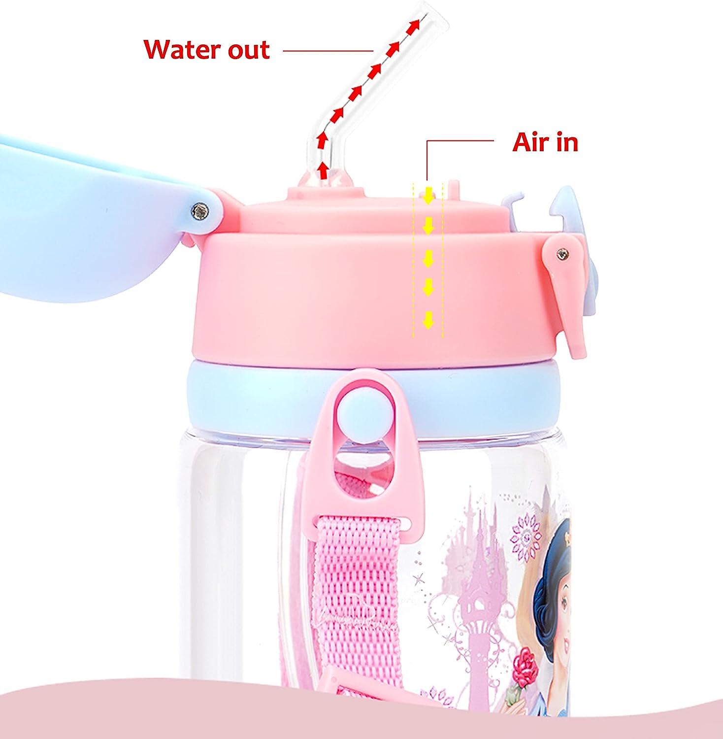 Disney Princess Rapunzel Snow White Water Bottle - 520ml Pink | Double Covers, Straw & Strap ...