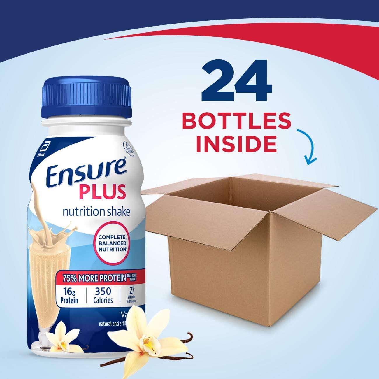 Ensure Plus Meal Replacement Shake 24 Count, 16g Protein, Vanilla with ...
