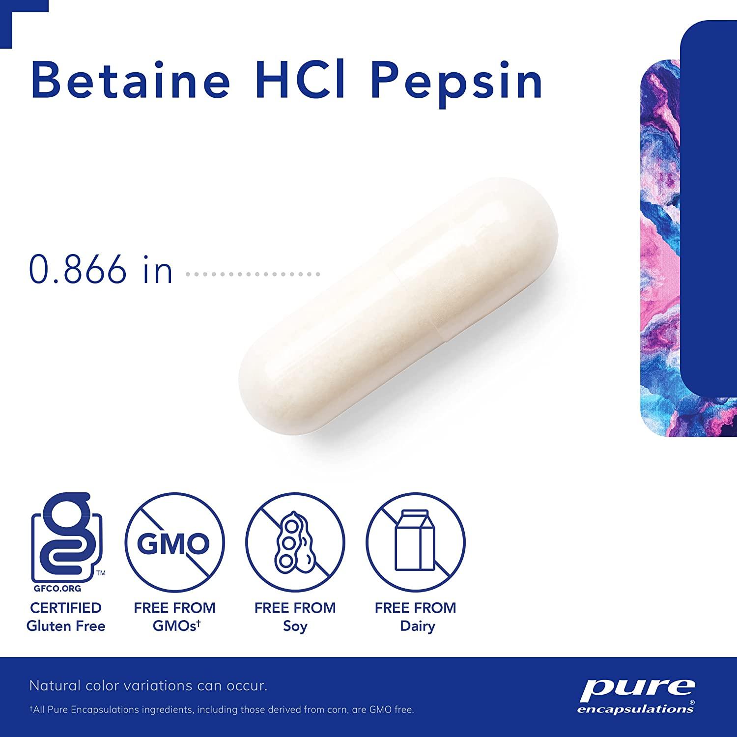 Pure Encapsulations Betaine HCl Pepsin Digestive Enzyme Supplement ...