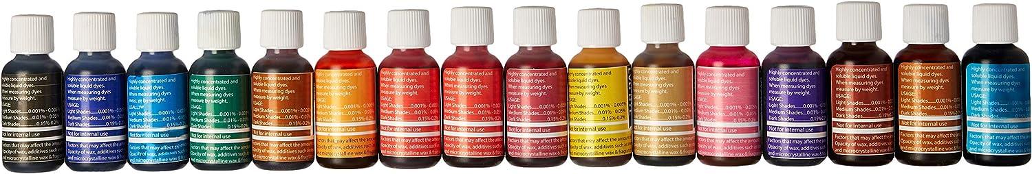 Candlewic's 16PK Liquid Candle Dyes - Highly Concentrated for Vibrant ...