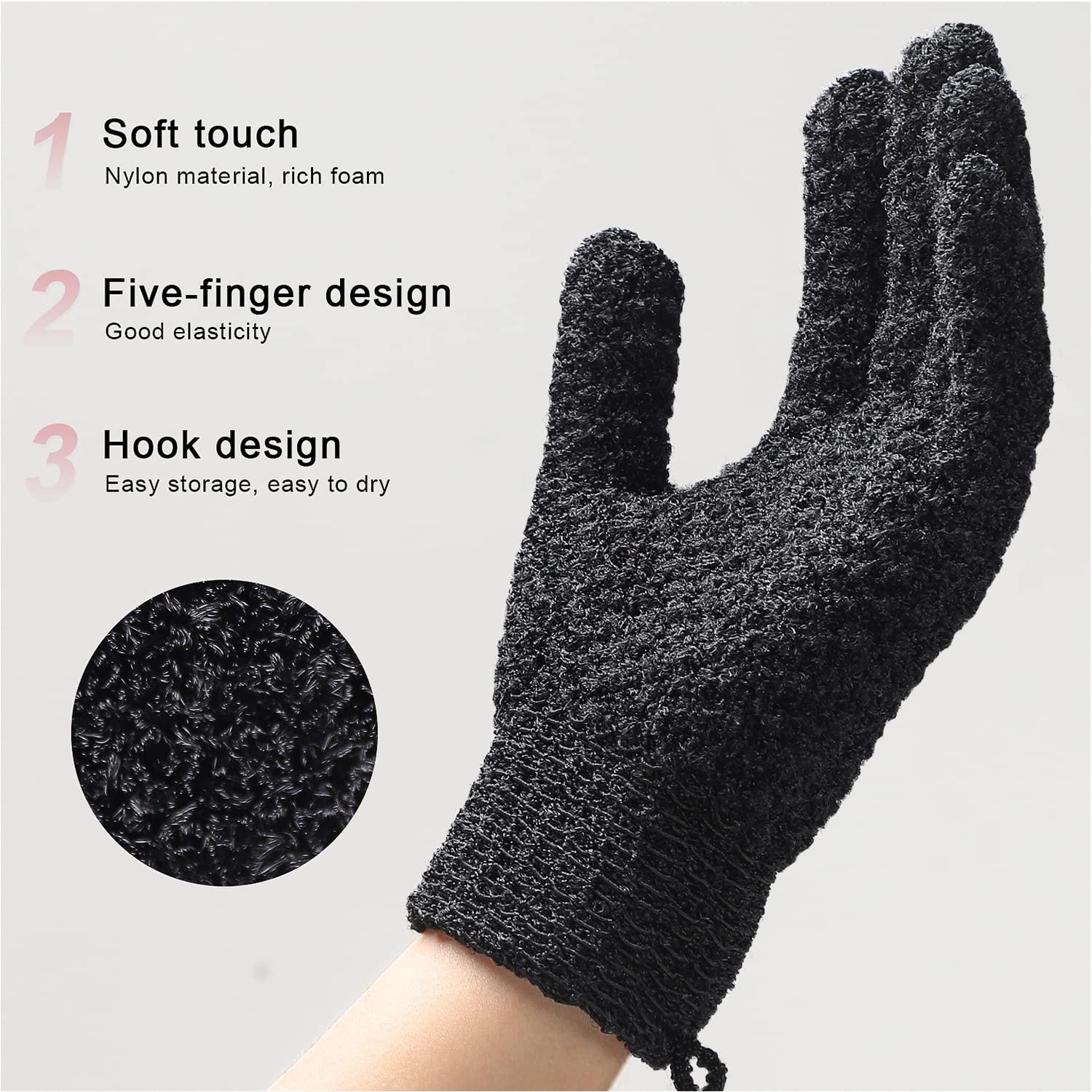 Peeling Gloves for Body & Face - Double-Sided Microfiber Dead Skin ...