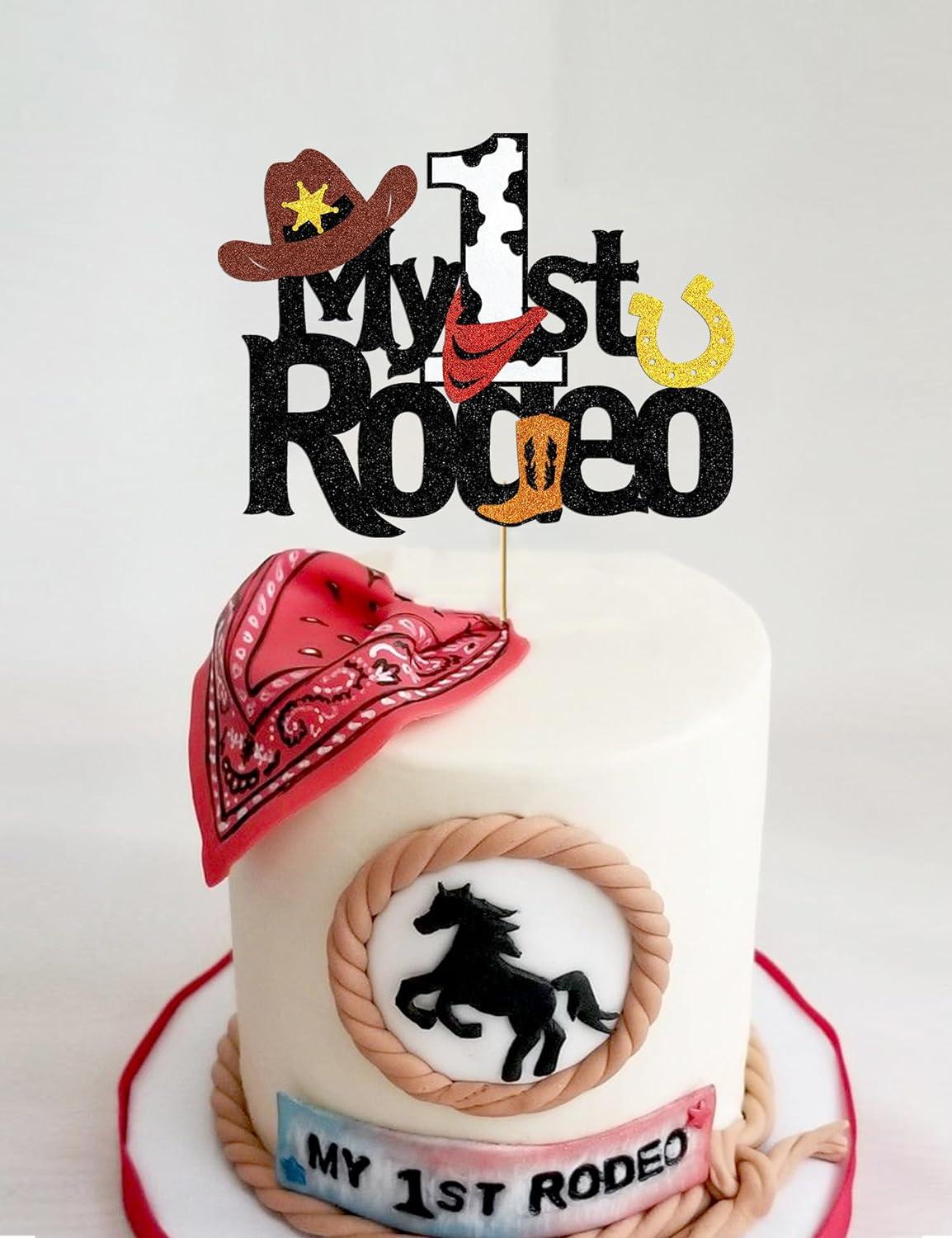 My 1st Rodeo Cake Topper Western Cowboy 1st Cake Decorations for First ...