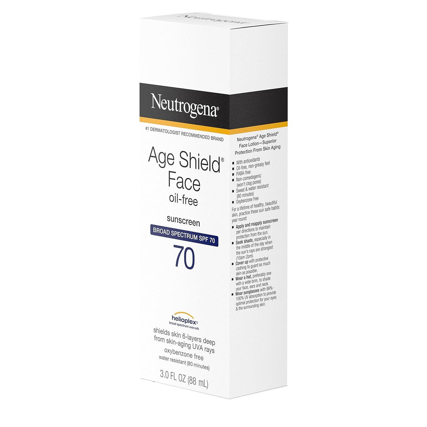 Neutrogena Age Shield Face Sunscreen Lotion SPF 70, 3 oz (Pack of 3 ...