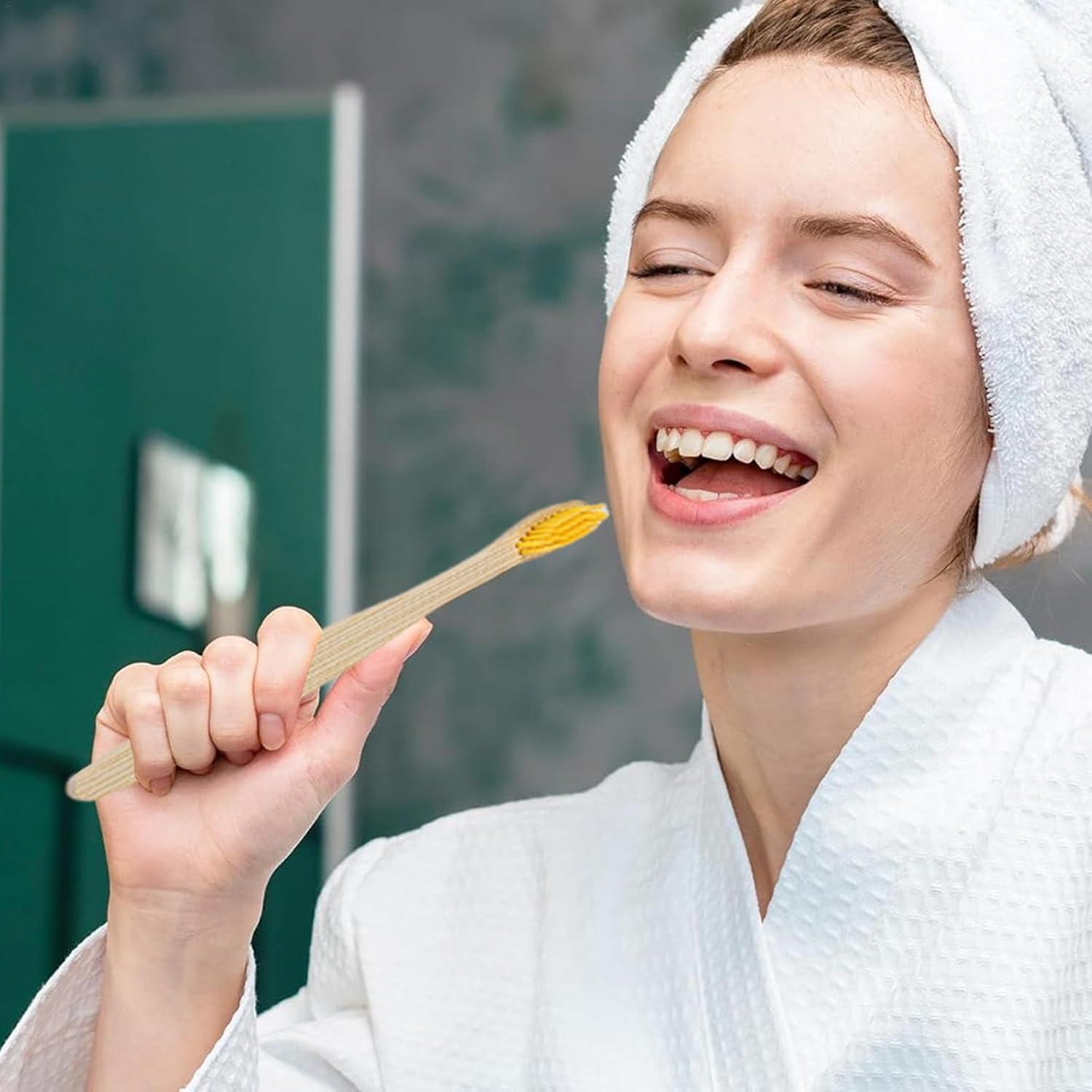 Eco-Friendly Bamboo Carbon Toothbrush Set - Soft Bristles for Men ...