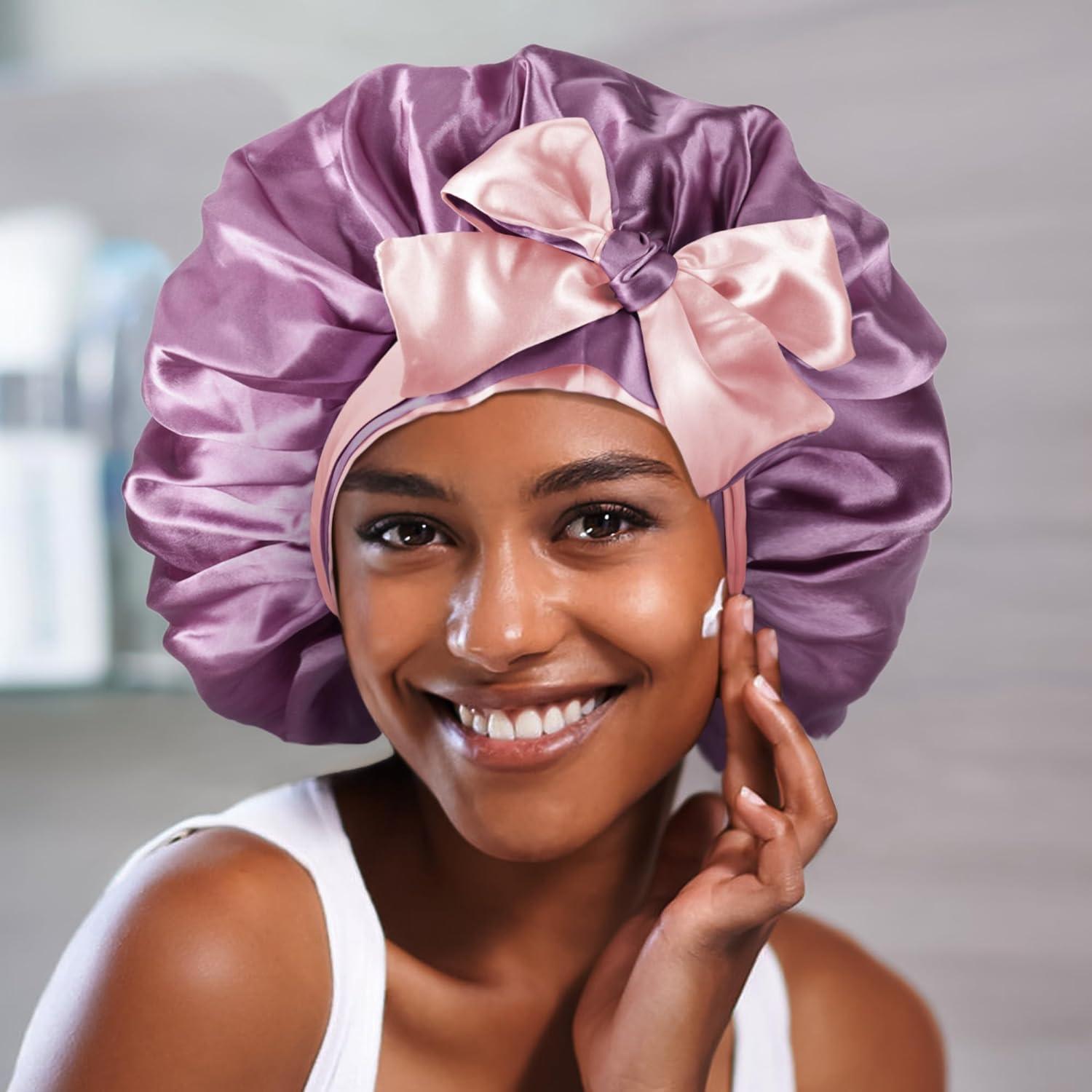 WEIPAO Silk Satin Bonnet - Reversible Double-Sided Sleep Cap for Curly ...