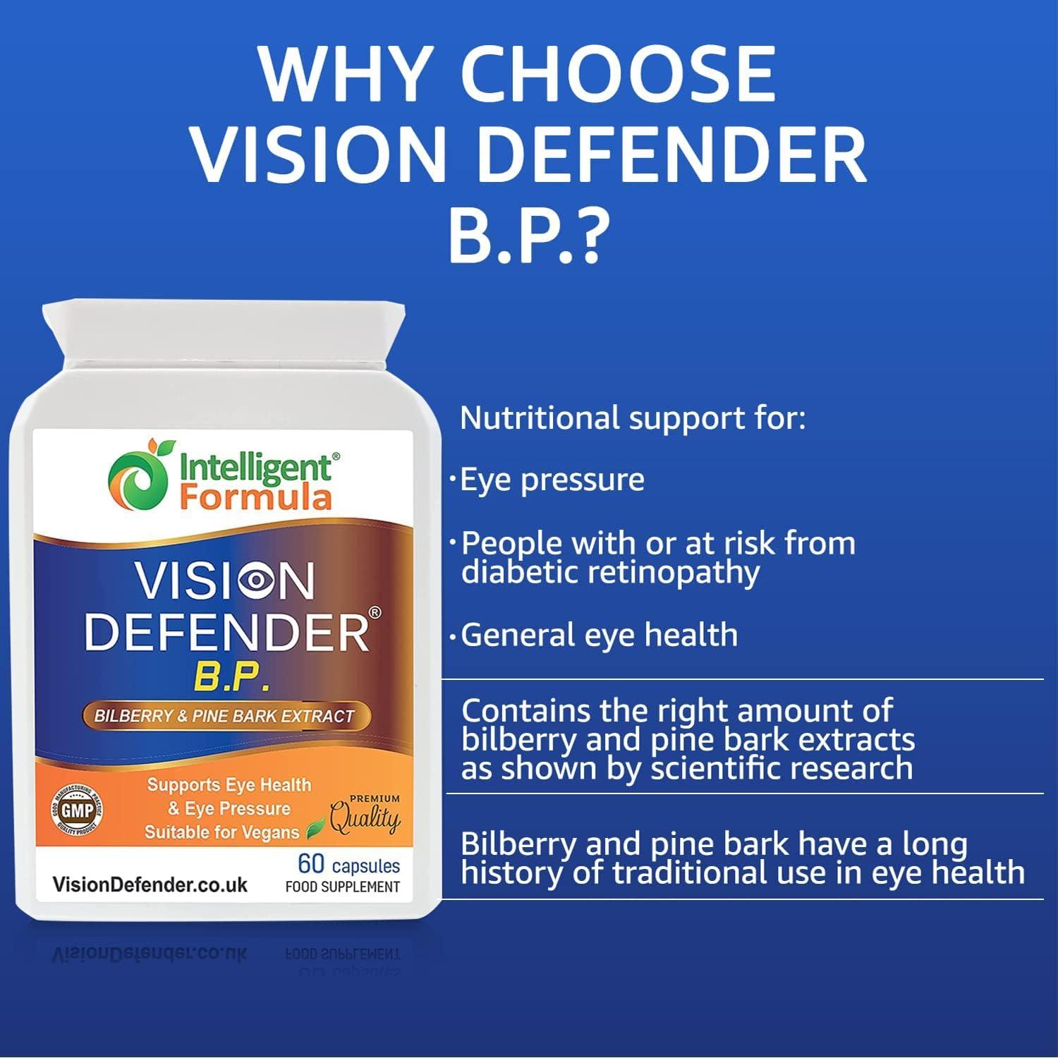 Vision Defender BP Eye Supplement - Bilberry & Pine Bark Extracts - 60 ...
