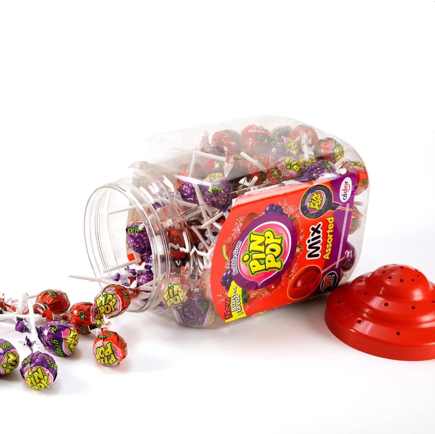 Pin Pop Lollipops Filled with Bubblegum - Assorted Lollies - Cherry ...