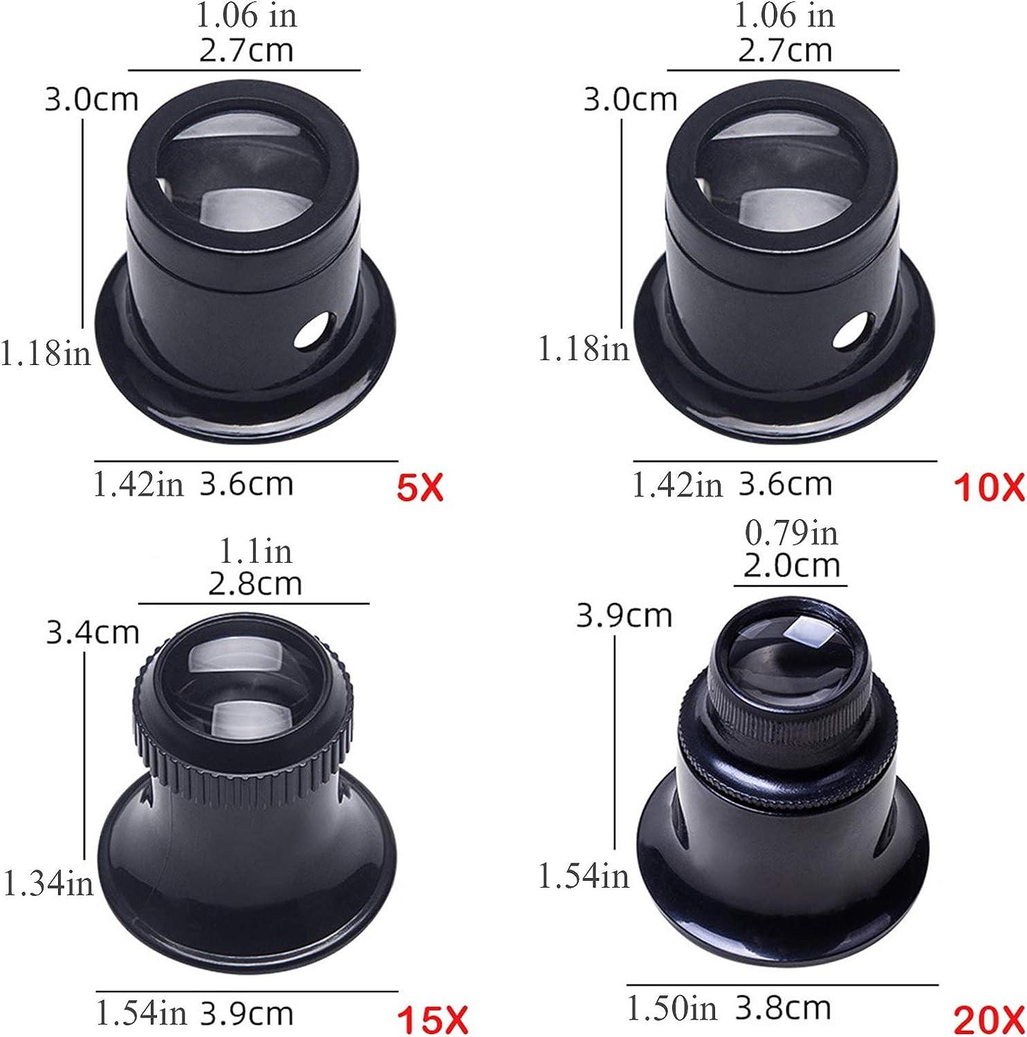Portable Jewelers Loupe Monocular Magnifier Set - 5X 10X 15X 20X ...