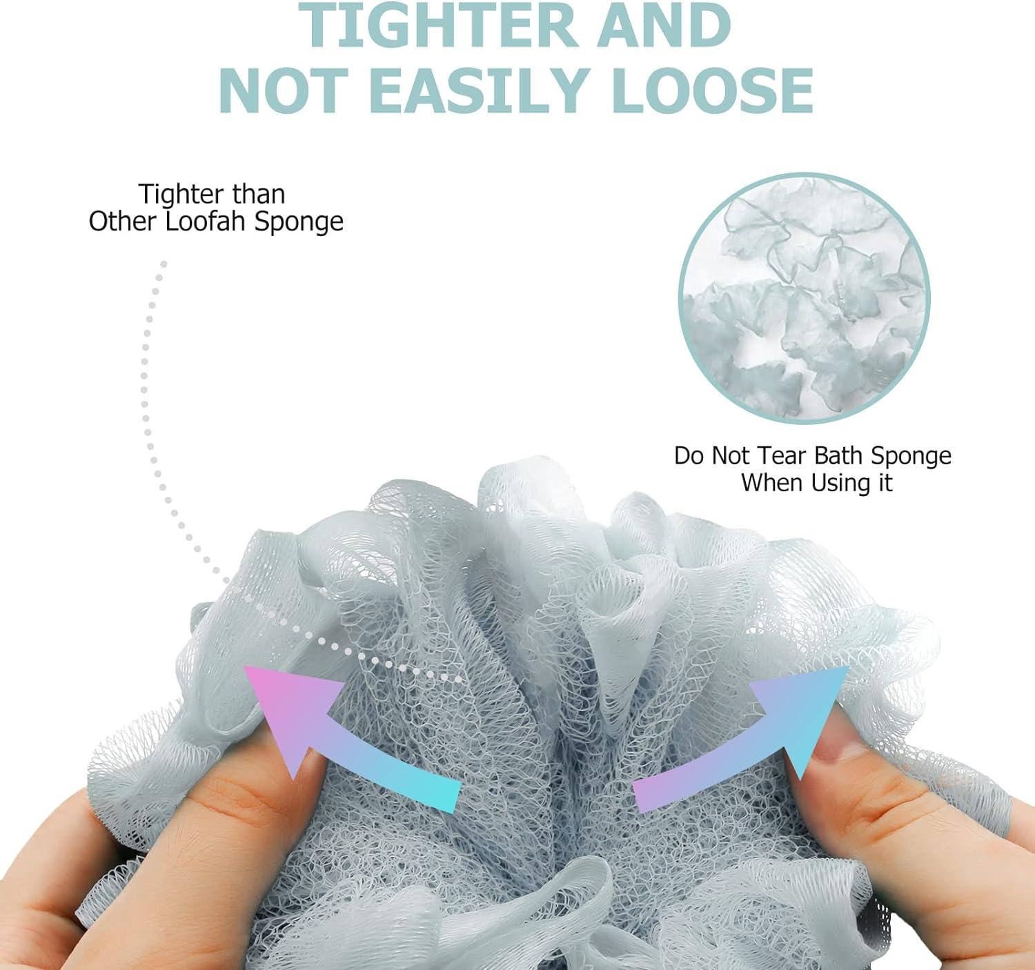 Extra Large Shower Puff Loofah 4 Pcs Bath Sponge Set - Body Scrubber ...