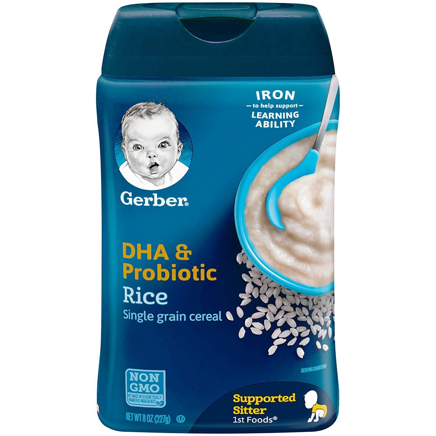 Gerber DHA and Probiotic Single-Grain Rice Baby Cereal, 8 Ounce (Pack ...