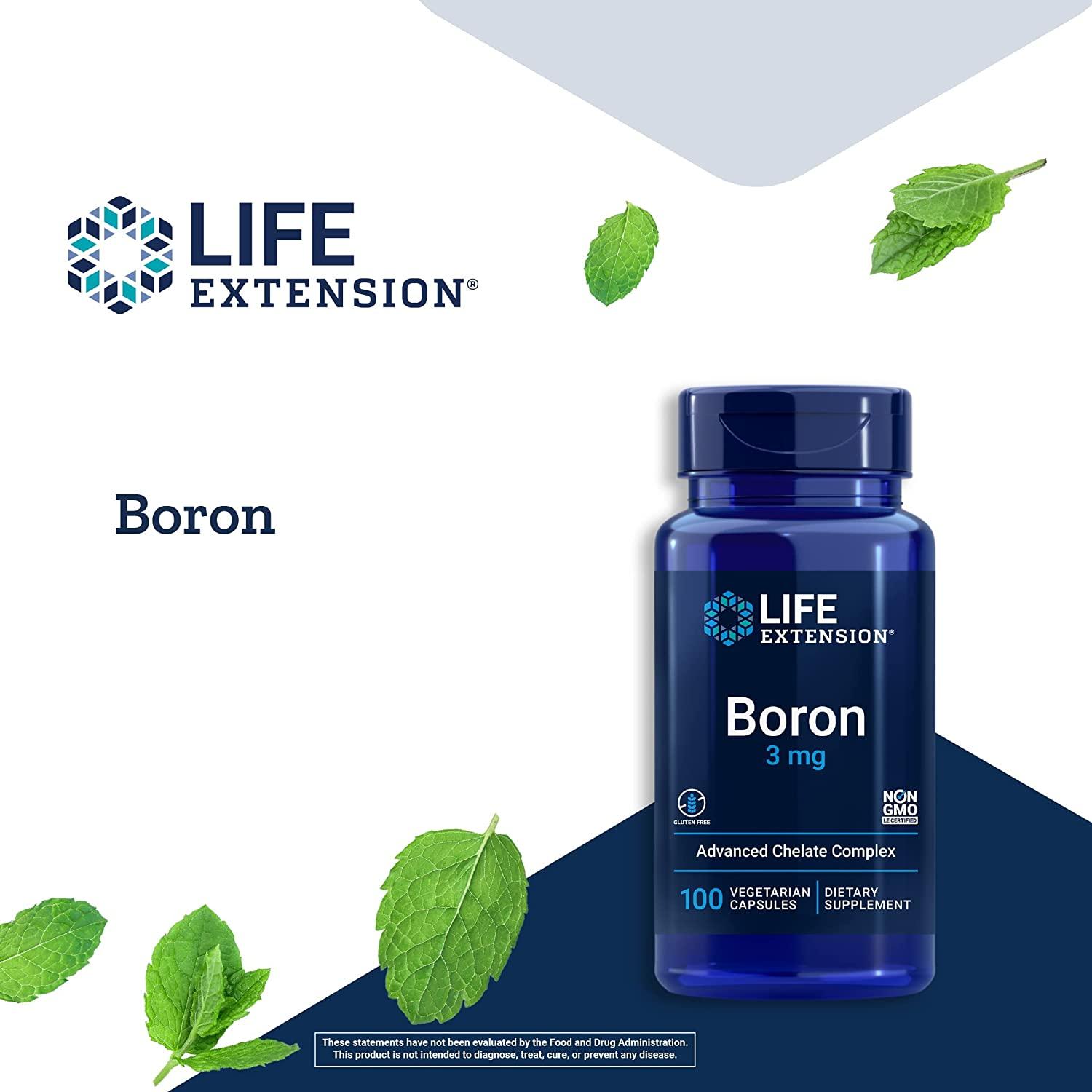 Life Extension Boron 3 mg - 100 Vegetarian Capsules for Optimal Health ...