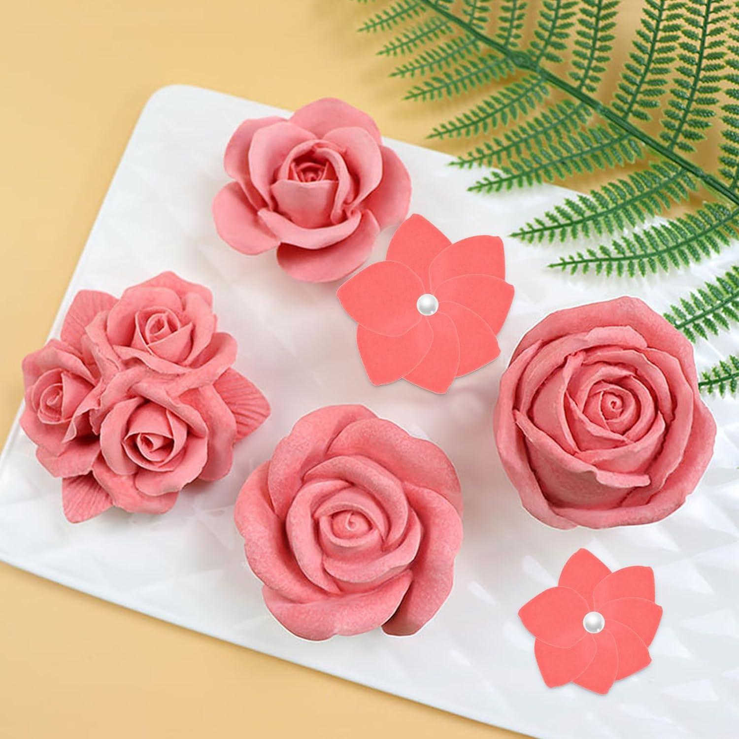 72 Pieces Edible Rose Petal Cake Toppers Edible Sticky Rice Paper ...
