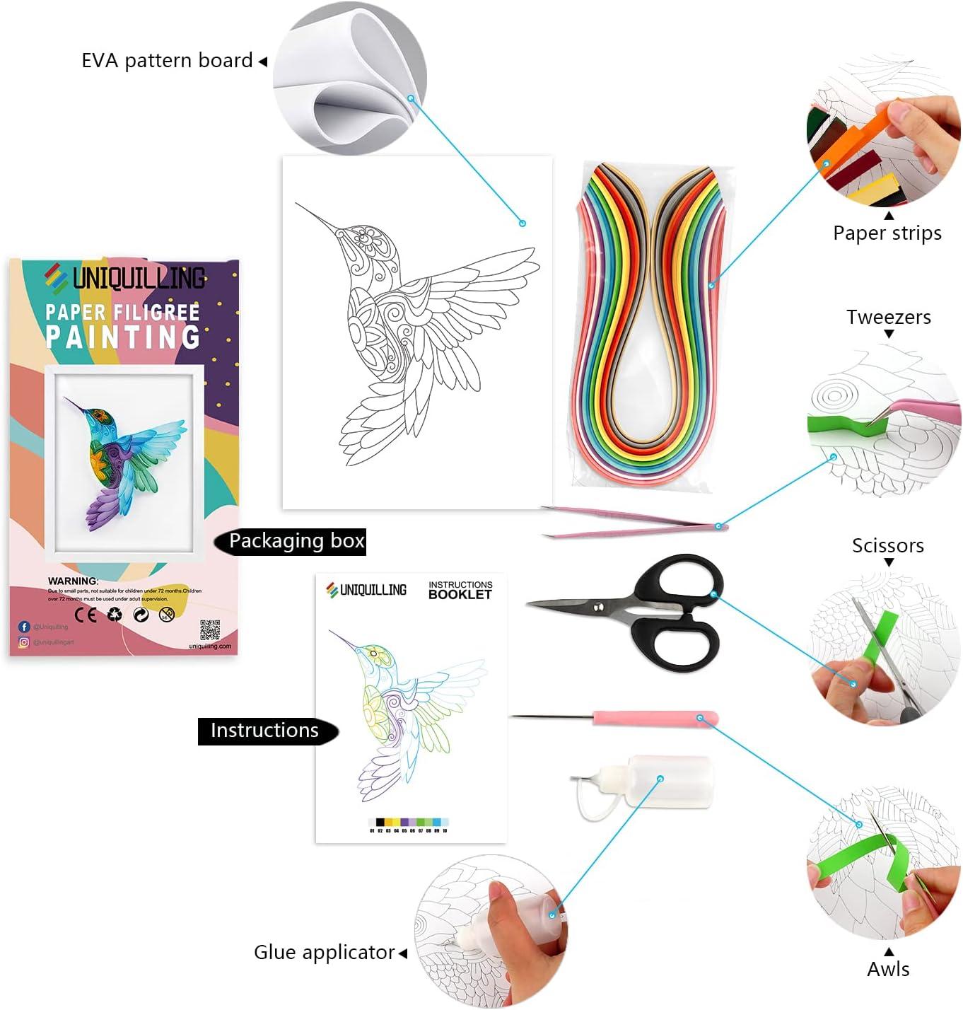 Uniquilling Paper Quilling Kit for Adults - Hummingbird DIY Kit with ...