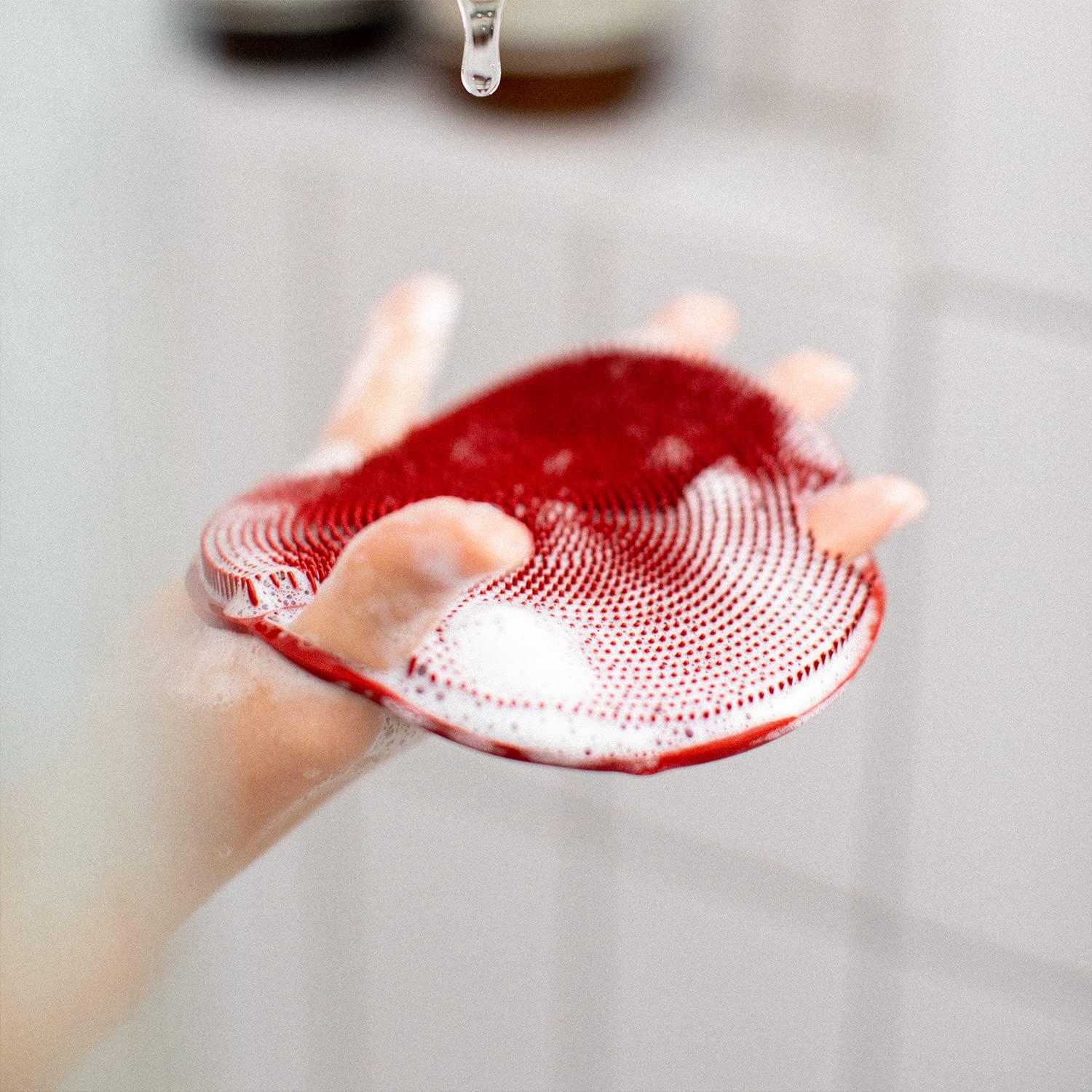 Boie USA Flat Body Scrubber - Red | Soft Silicone Bath Exfoliator | Buy ...