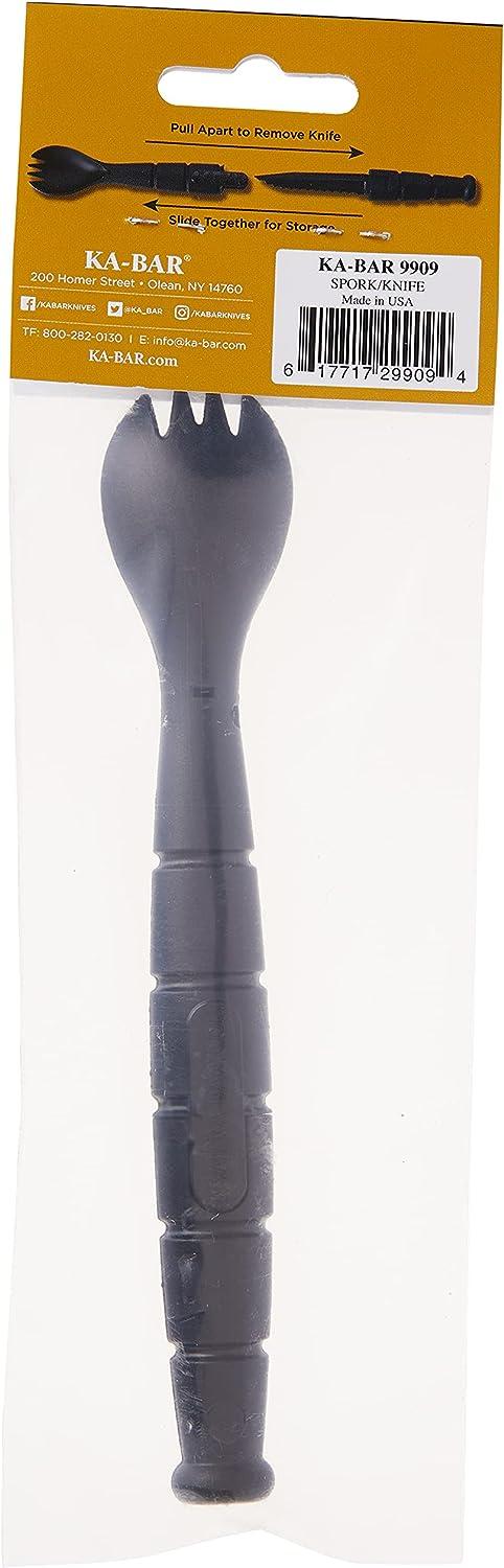 Ka-Bar Tactical Spork (Spoon Fork Knife) Tool 9909 Black, 1 Pack