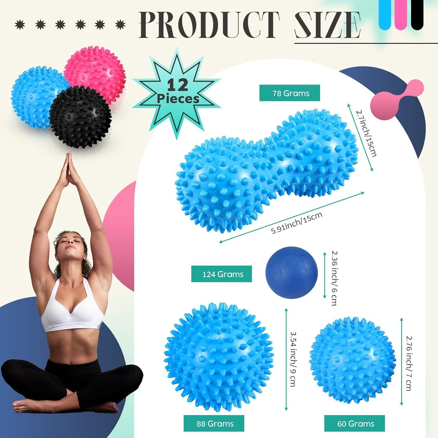 12-Piece Fascia & Massage Ball Set | Hedgehog Balls for Deep Tissue ...