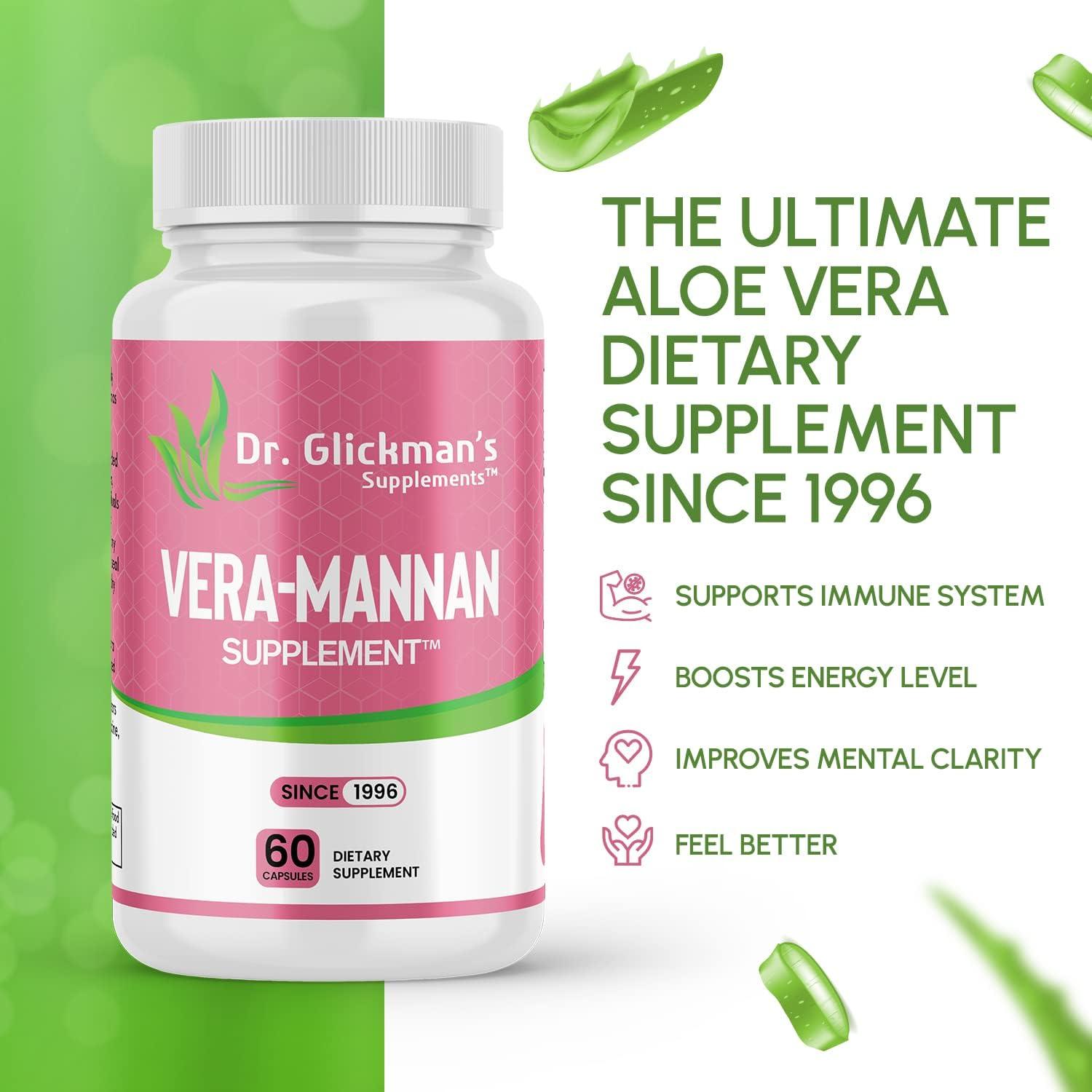 Dr. Glickman's Vera-Mannan Aloe Vera Supplement - 60 Capsules, 1 Bottle ...