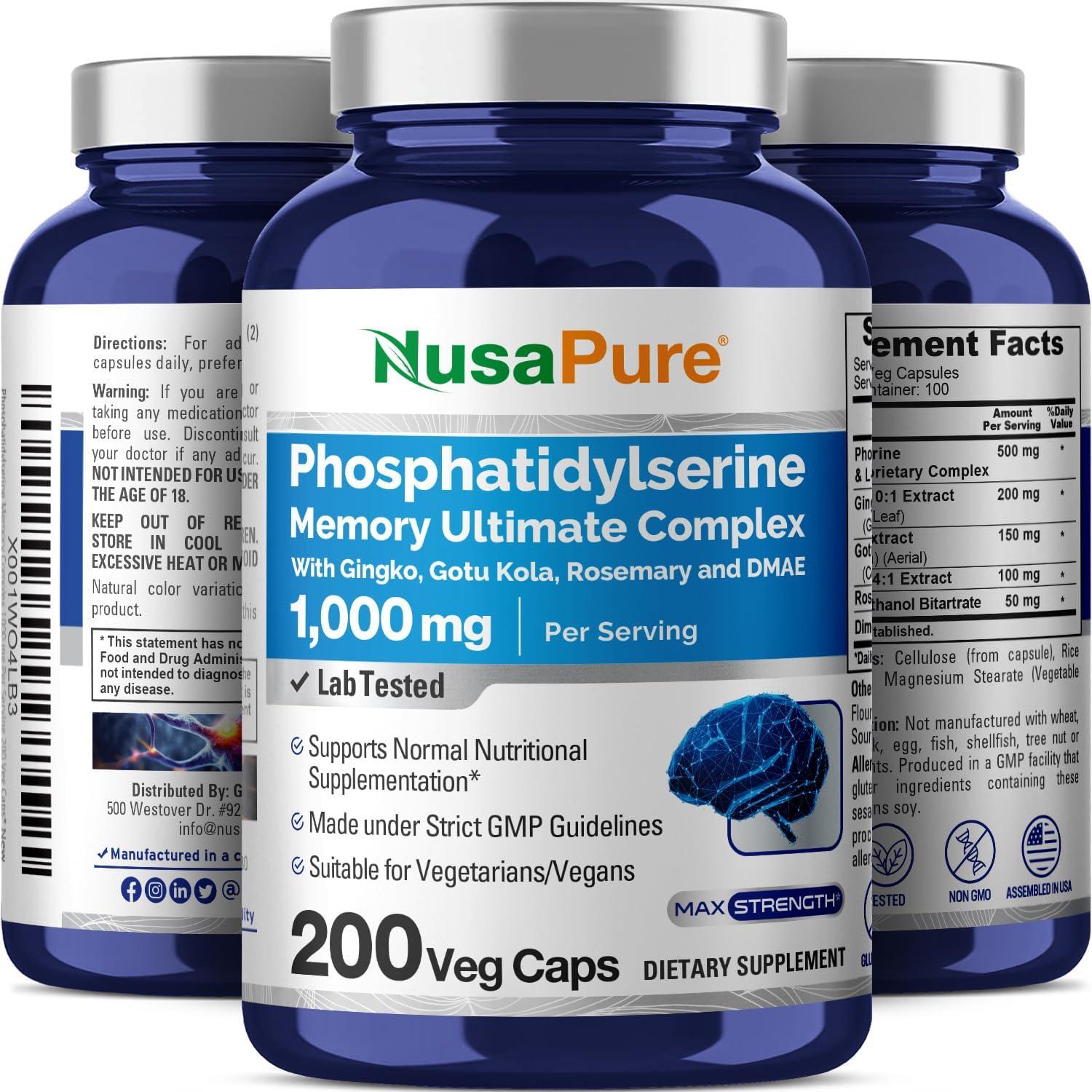 NusaPure Phosphatidylserine Memory Complex 1000mg with Ginkgo Biloba ...