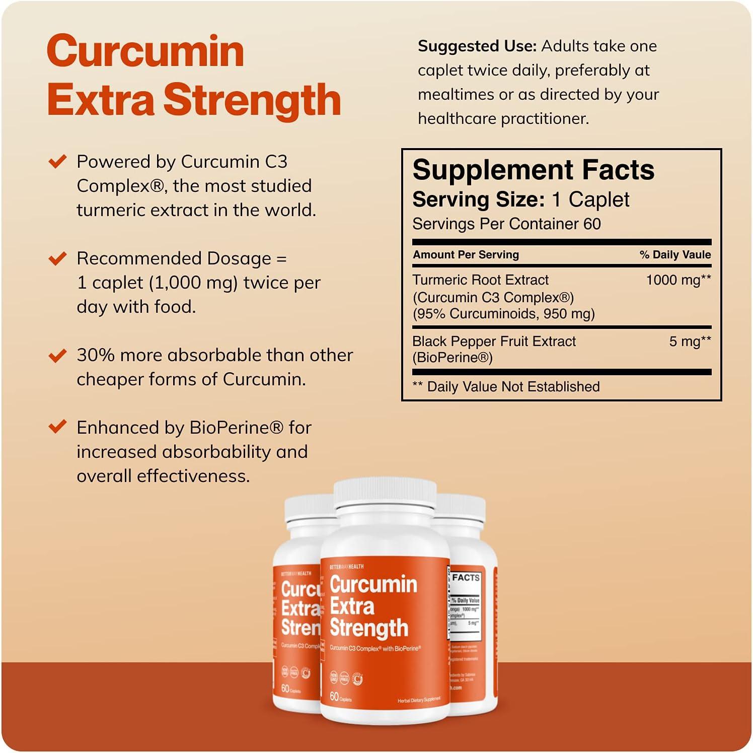 Better Way Health Curcumin Extra Strength | Turmeric Curcumin C3 ...