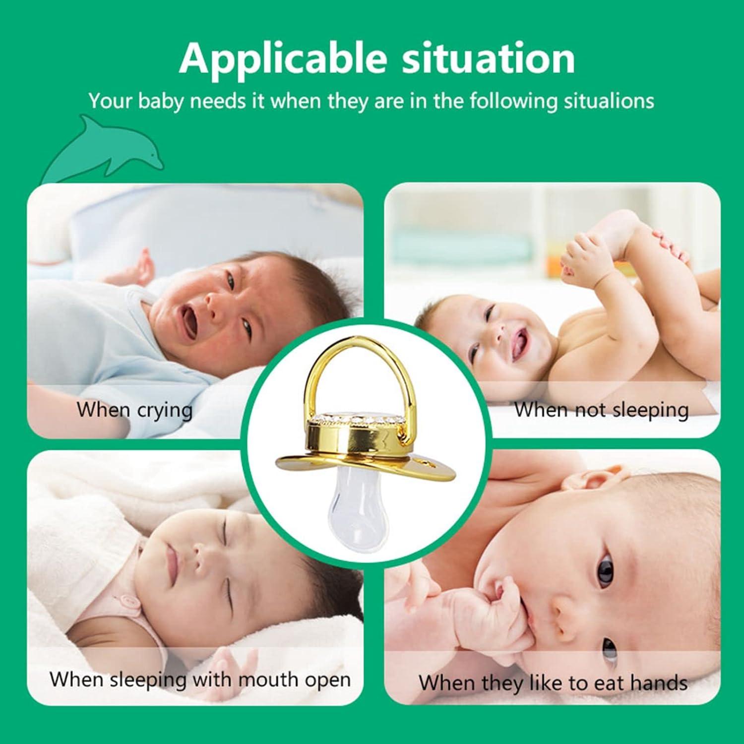 Portable Golden Crown Rhinestone Pacifier for Toddlers - Stylish Baby ...
