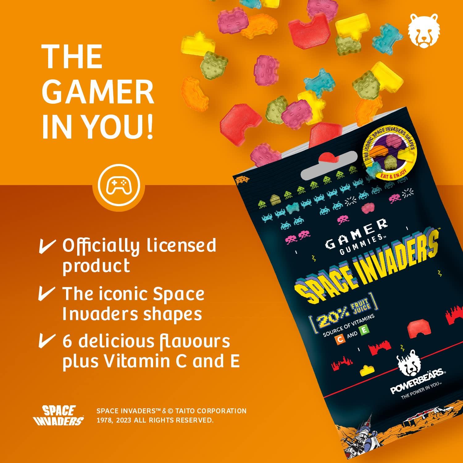 Powerbears Space Invaders Gummy Bears - 20% Fruit Juice Vitamins & 6 Fruity Flavors | 4-Pack ...