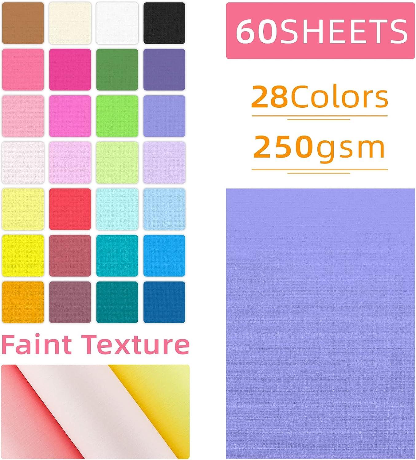 60 Sheets Colorful Card Stock 250gsm - Textured Multicolor Cardstock ...