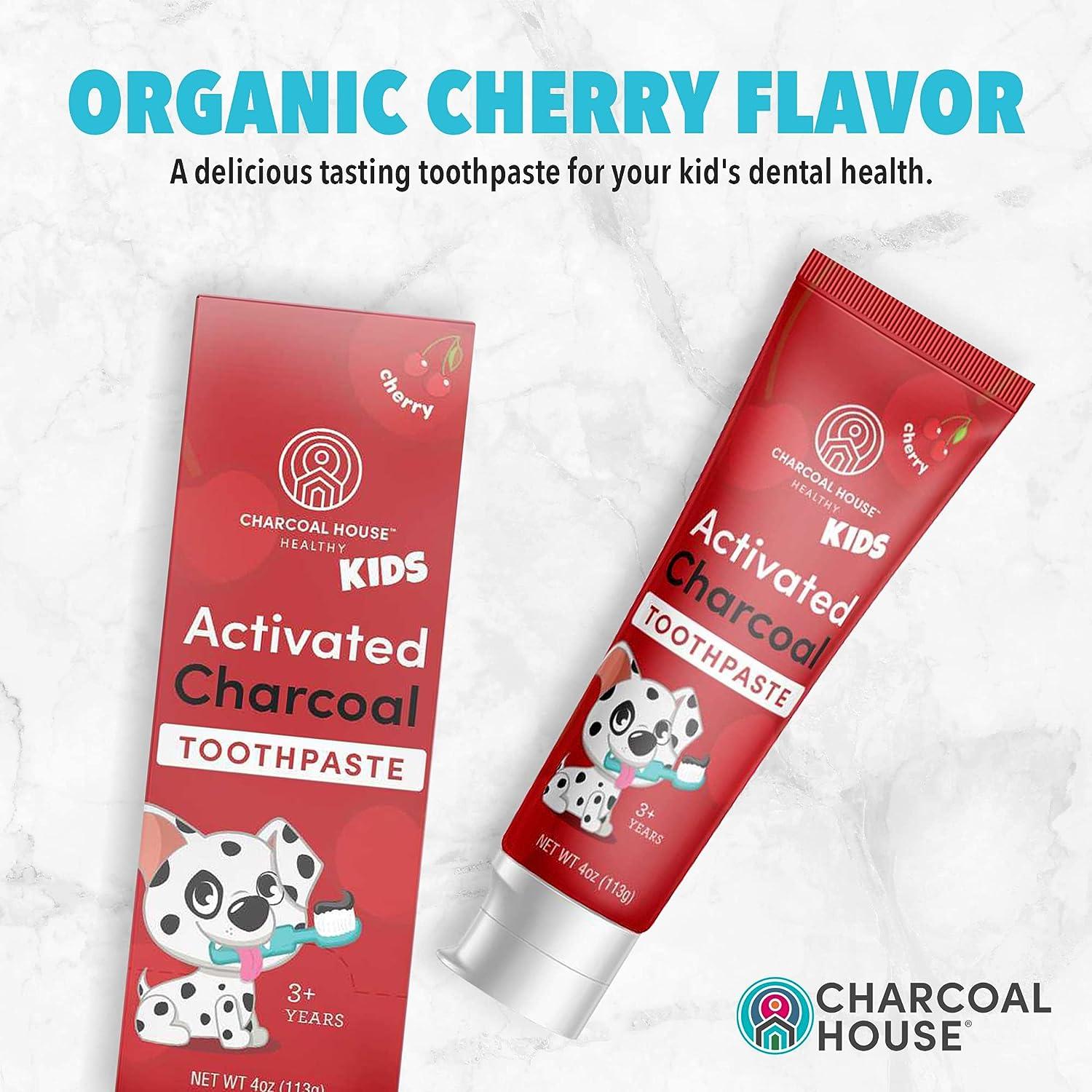 Kids Charcoal Toothpaste - Organic Cherry Flavor | Non-Toxic & Fluoride ...