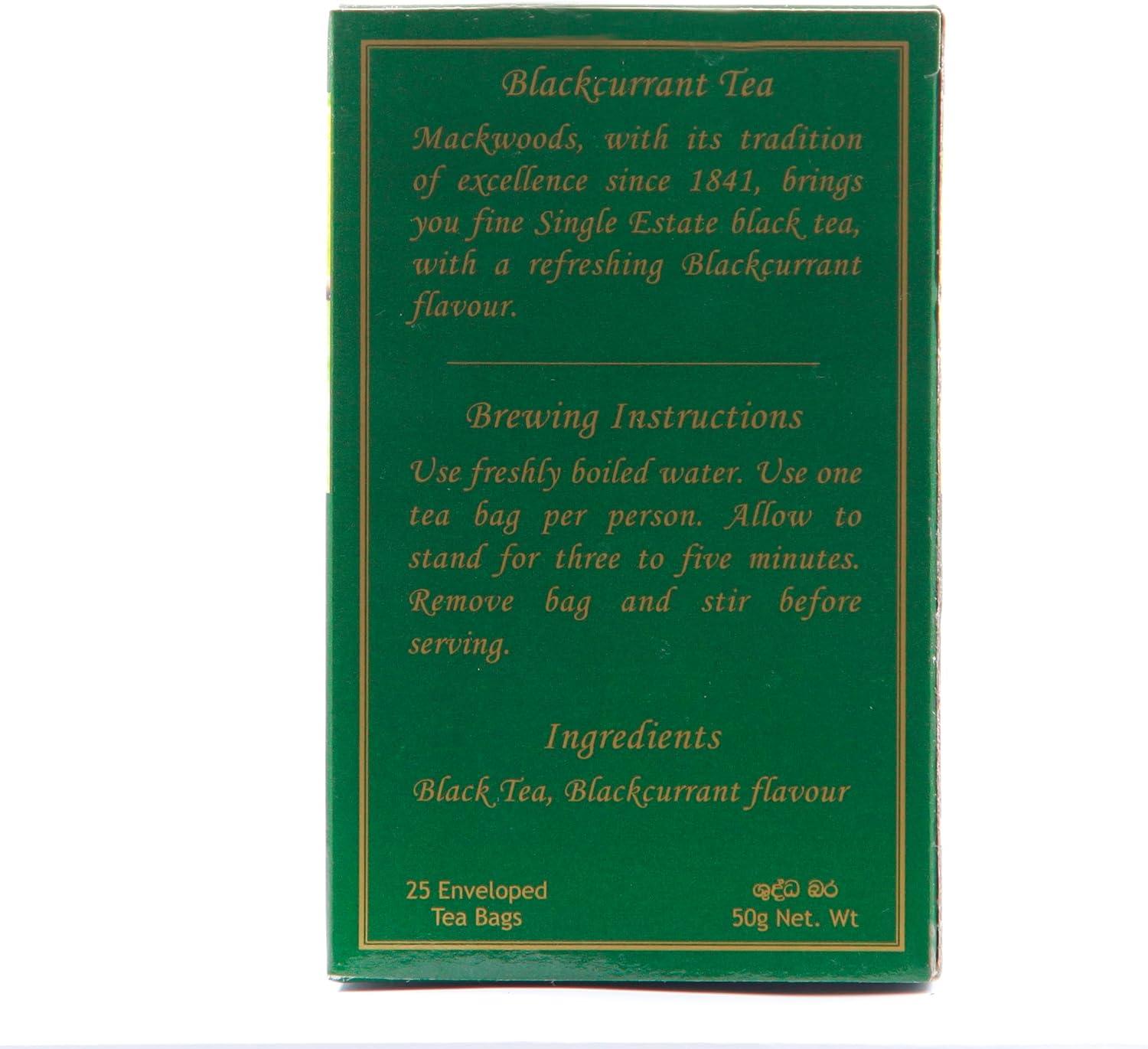 MACKWOODS BLACKCURRANT FLAVOURED SINGLE ESTATE BLACK TEA IN 25 ...