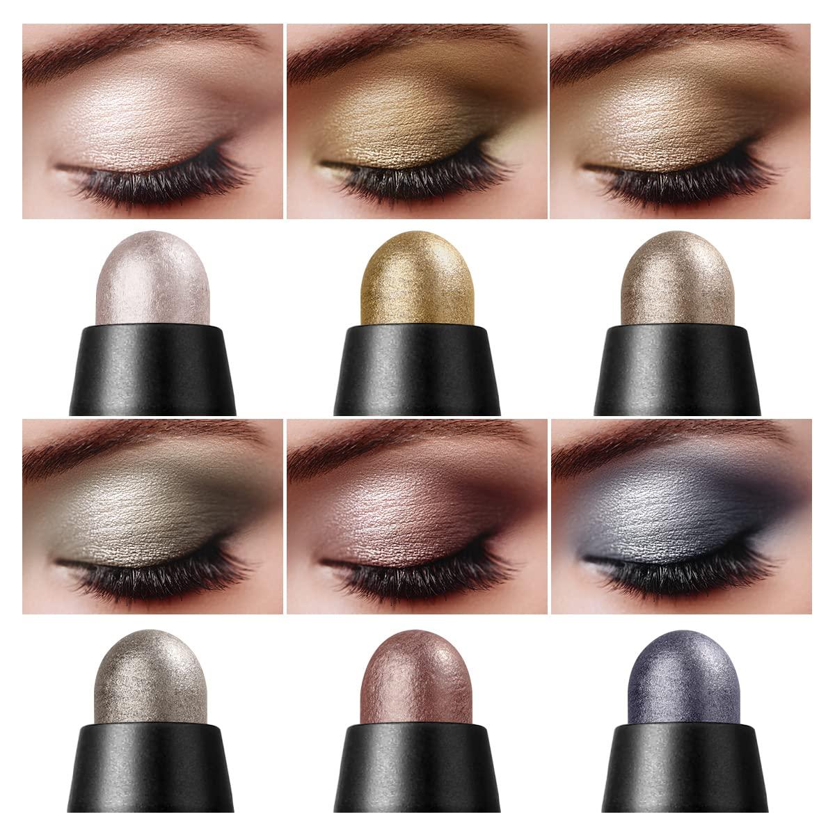 LUXAZA 6 PCS Neutral Khaki Metallic Eyeshadow Stick Set - Cream Eye ...