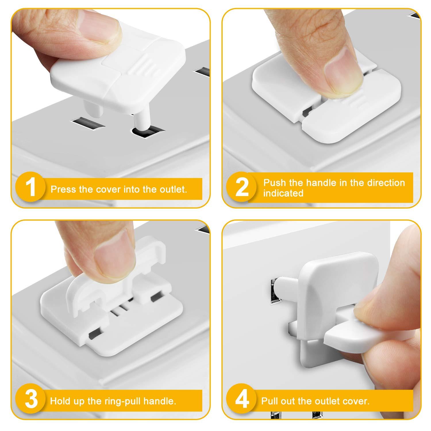 Outlet Covers Baby Proofing (40 Pack) with Hidden Pull Handle Outlet ...