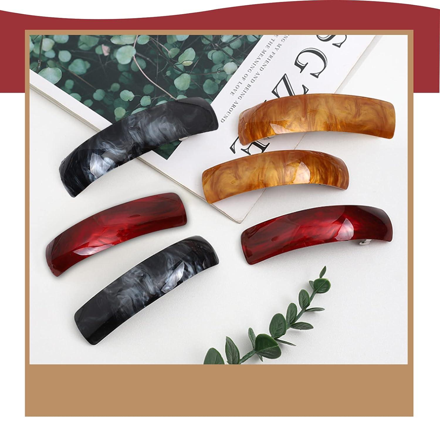 Automatic Hair Clip Set - 3 Classic Retro French Acrylic Clips for ...