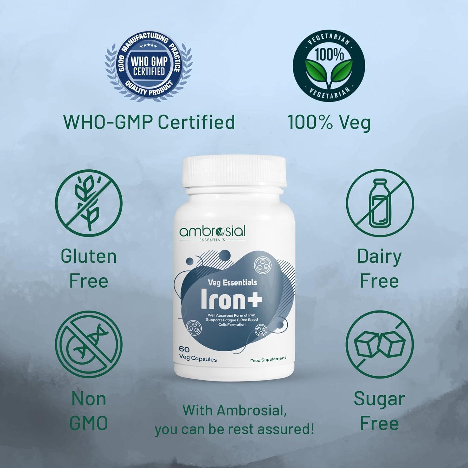 High Strength 25mg Iron Tablets for Women & Men | Blood Support, Reduce ...