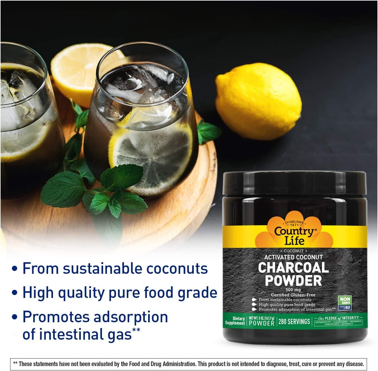 Country Life Activated Coconut Charcoal Powder 500 mg - 5 oz (141.7 g ...