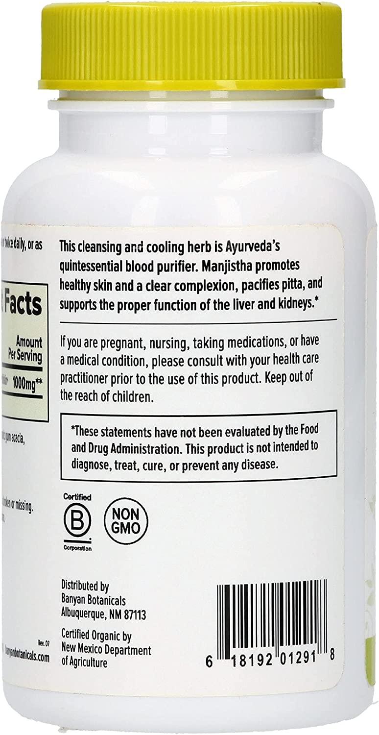 Organic Manjistha Tablets by Banyan Botanicals - Blood & Lymph ...