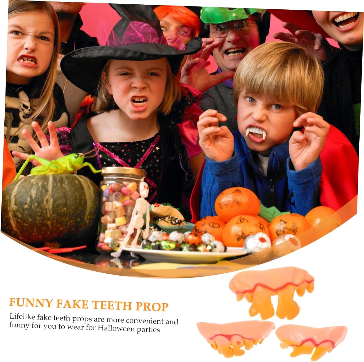 Coophya 10 pc Creepy Artificial Teeth - Novelty Zombie Halloween ...