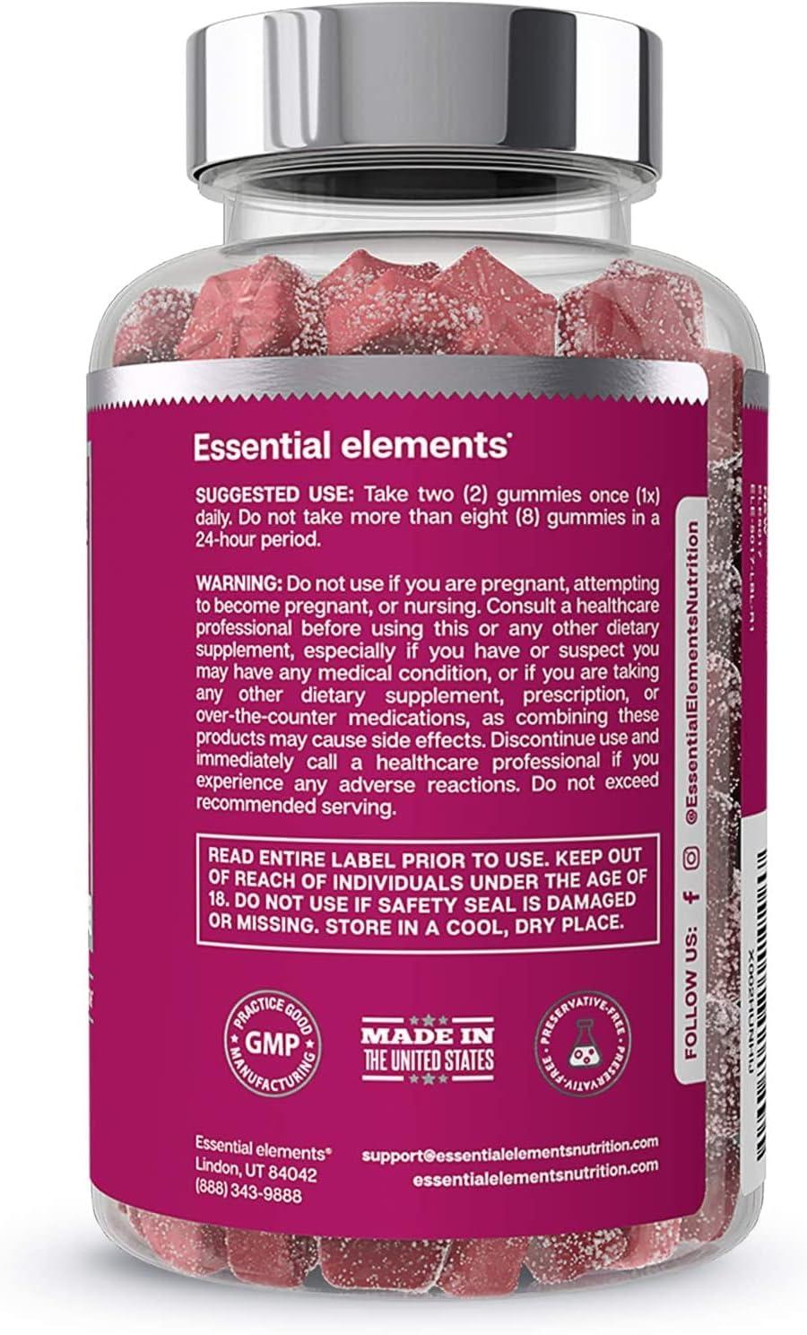 Essential Elements Elderberry Gummies for Adults - 4-in-1 Immune ...