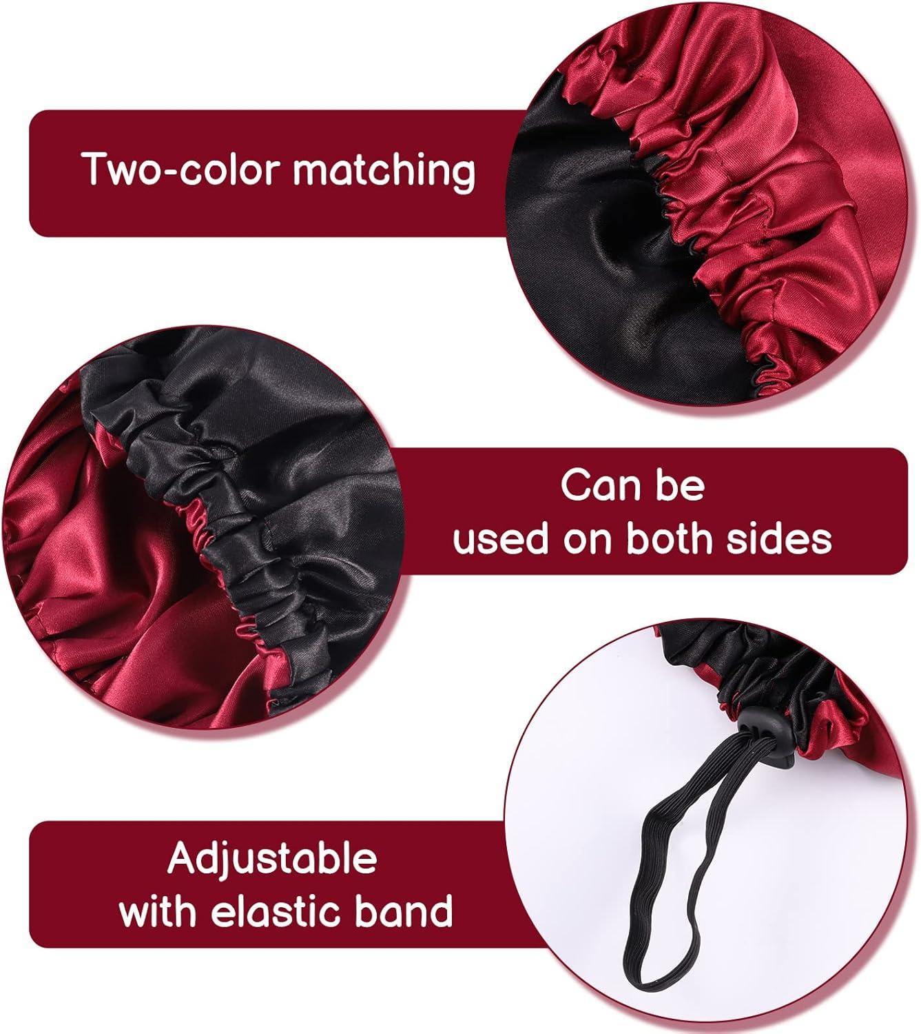 Tao Pipe Satin Bonnet 2-Piece Set - Adjustable Silk Sleeping Cap for ...