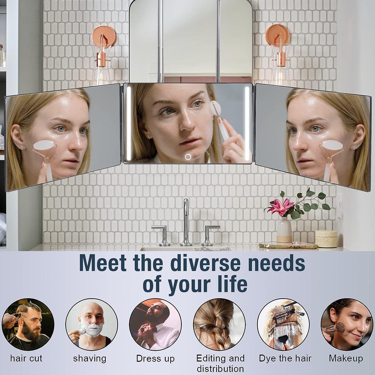 360 Mirror with LED for Hair Cutting, Hair Dyeing, Makeup, and Shaving ...