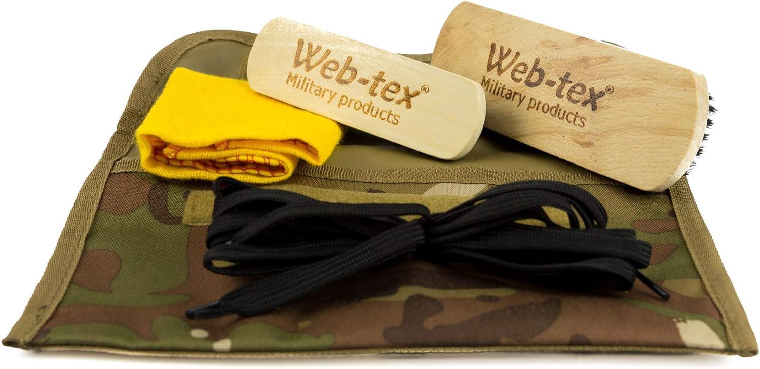 Web-tex Military Boot Care Cleaning Kit 2 Brushes Duster Laces Original ...
