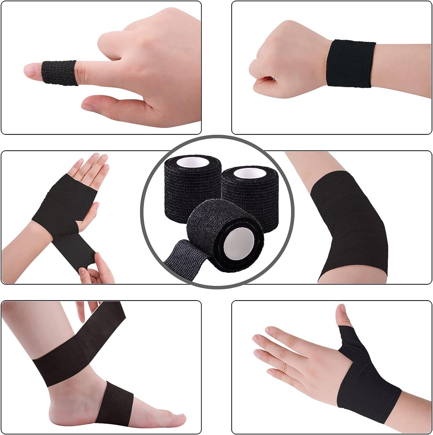 BQTQ 96 Rolls 2 Inch Self Adhesive Bandage Wrap Tape - Black Athletic ...
