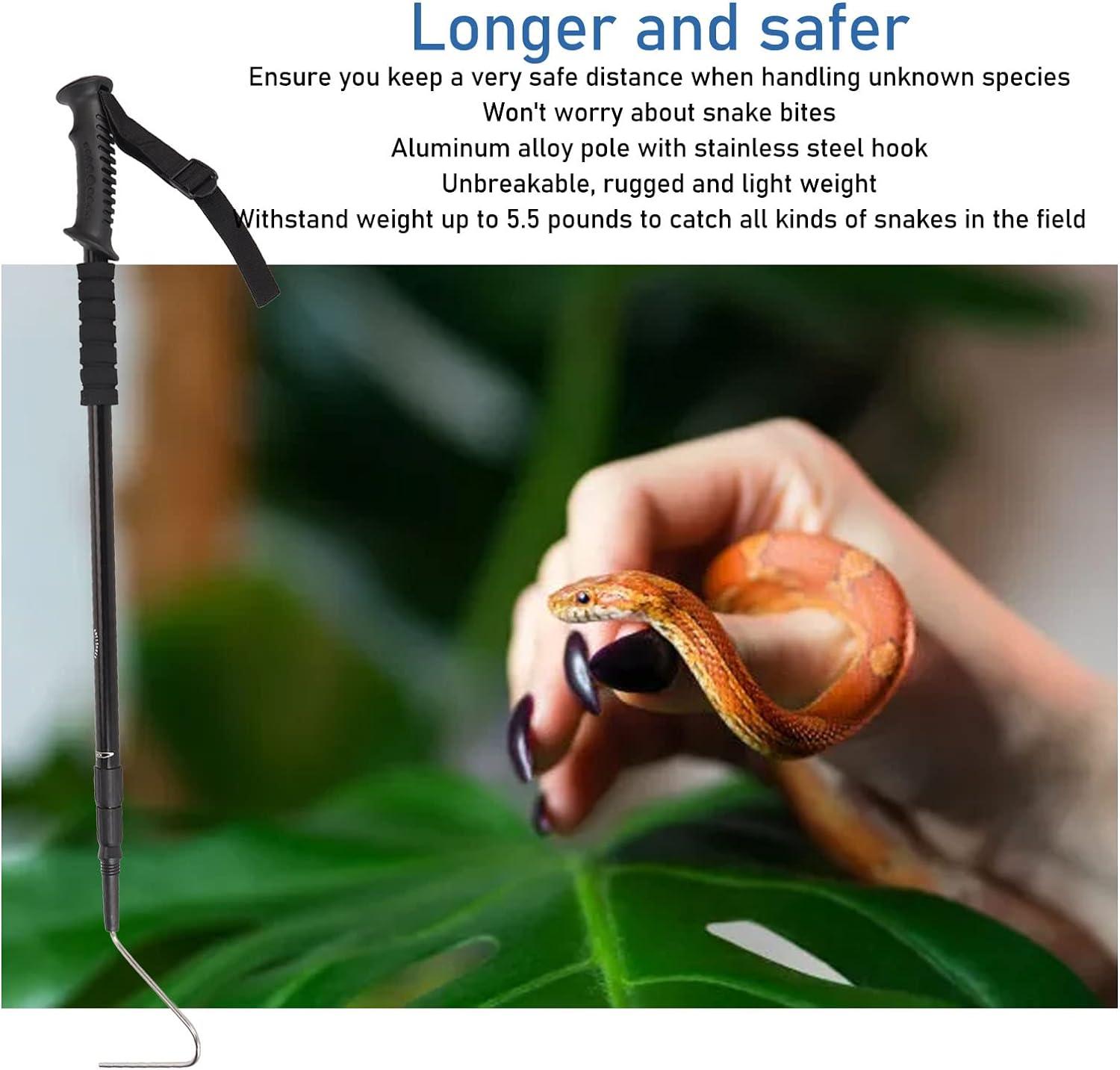 Bewinner Stainless Steel Extensible Snake Hook - Portable Reptile ...