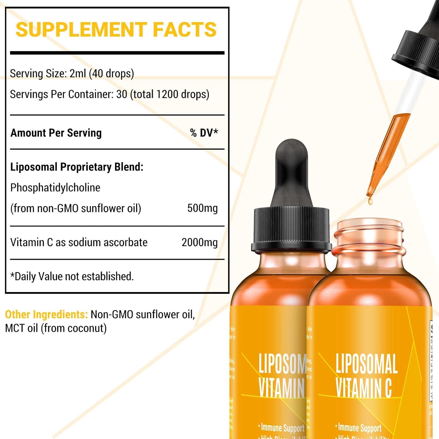 Liposomal Vitamin C 2000MG - Immunity Support & Antioxidant Supplement ...