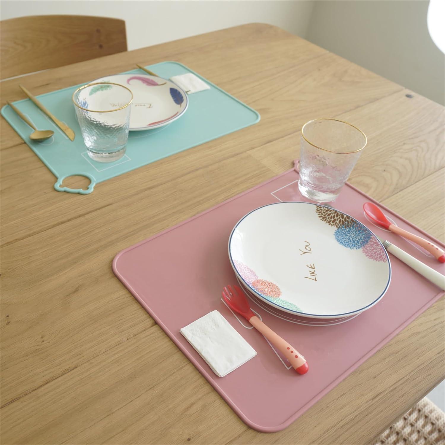 Silicone Placemats for Kids - Set of 2 Montessori Toddler Dining Mats ...